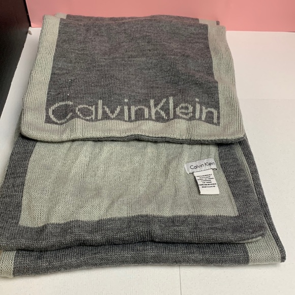 Calvin Klein | Accessories | Calvin Klein Scarf Light Greydark Grey ...